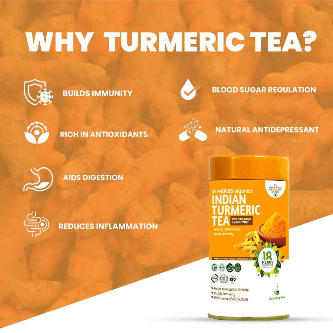 18 Herbs Organics Indian Turmeric Tea (TIN) – www.18herbs.com