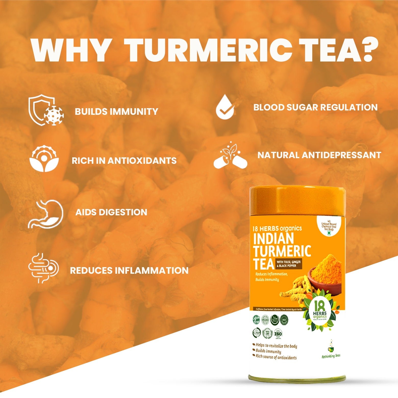 18 Herbs Organics Indian Turmeric Tea (TIN) – www.18herbs.com
