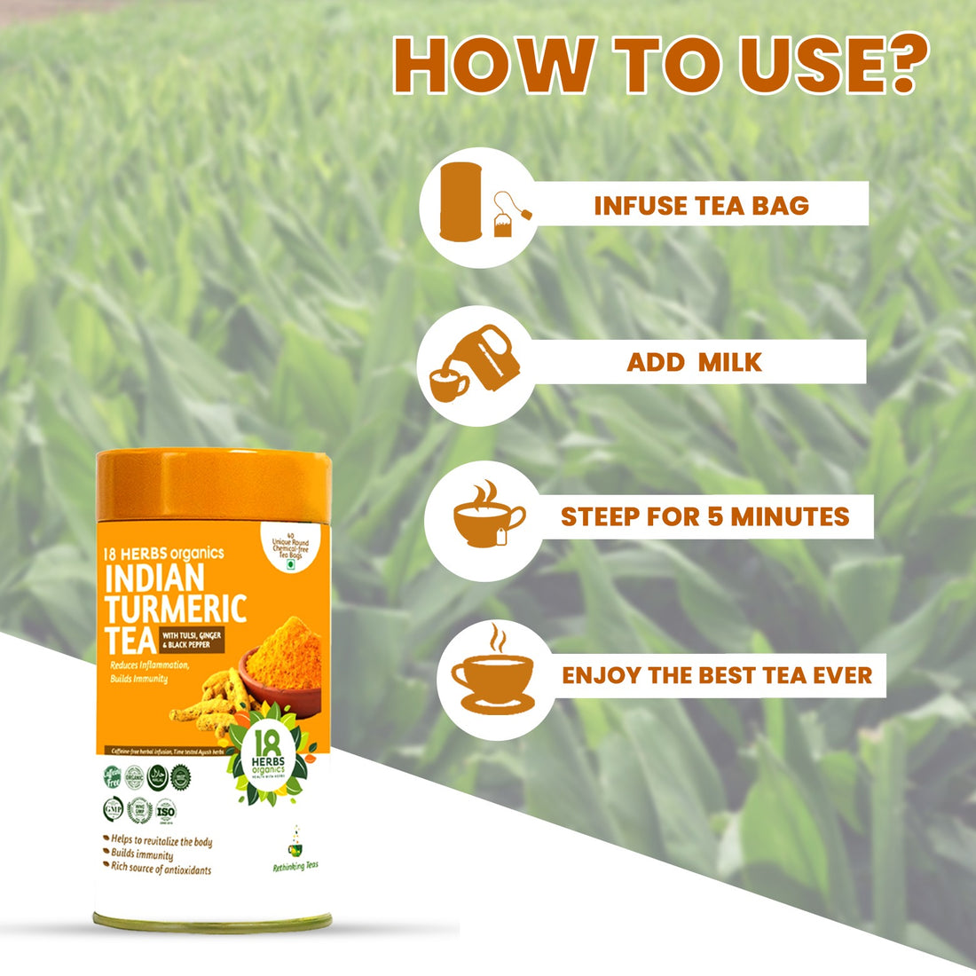 18 Herbs Organics Indian Turmeric Tea (TIN) – www.18herbs.com