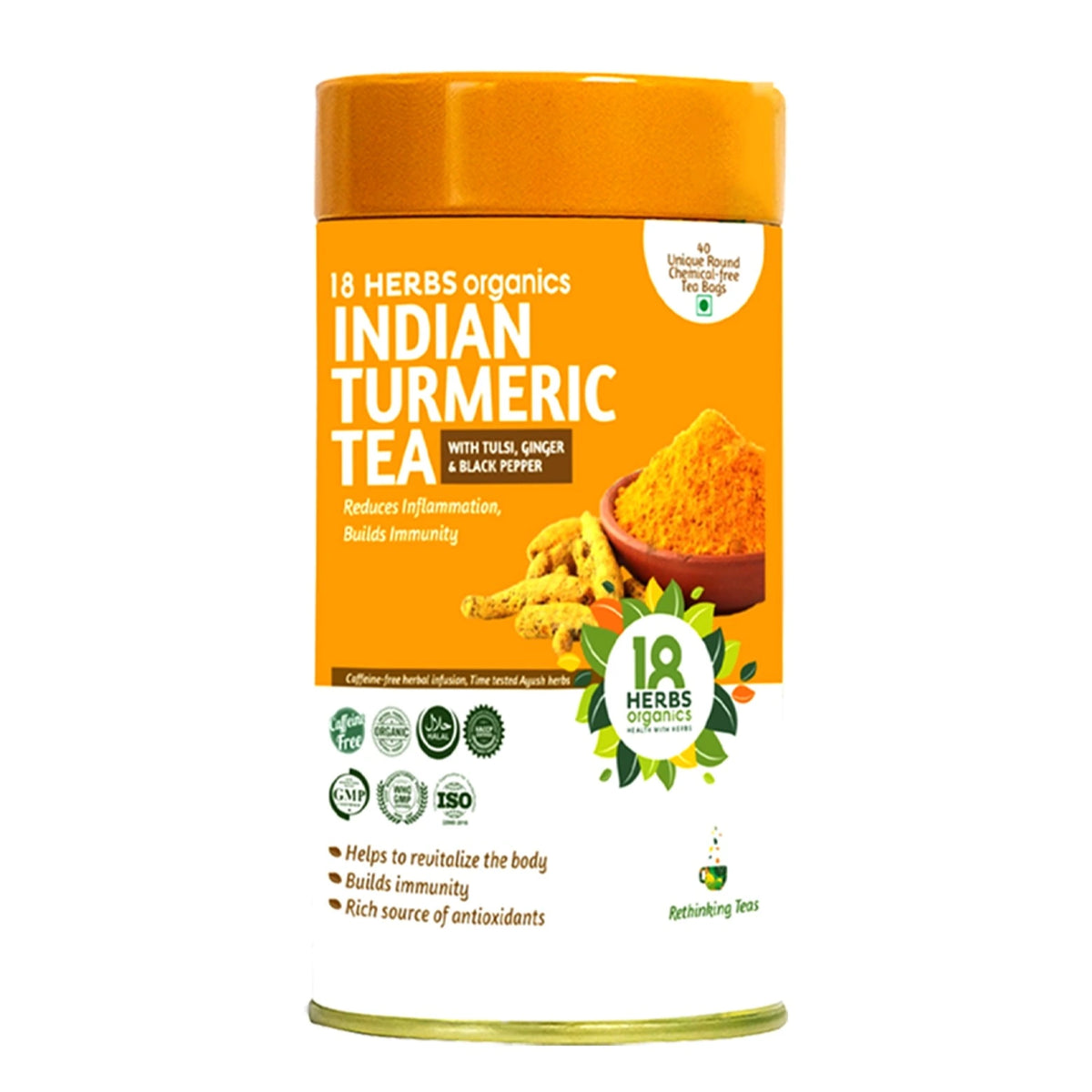 18 Herbs Organics Indian Turmeric Tea (TIN) | www.18herbs.com